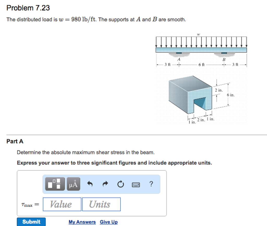 Solved The distributed load is w = 980 lb/ft. The supports | Chegg.com