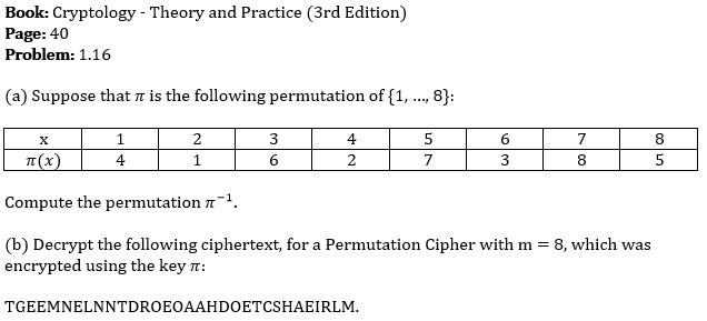 Solved Book: Cryptology - Theory and Practice (3rd Edition) | Chegg.com