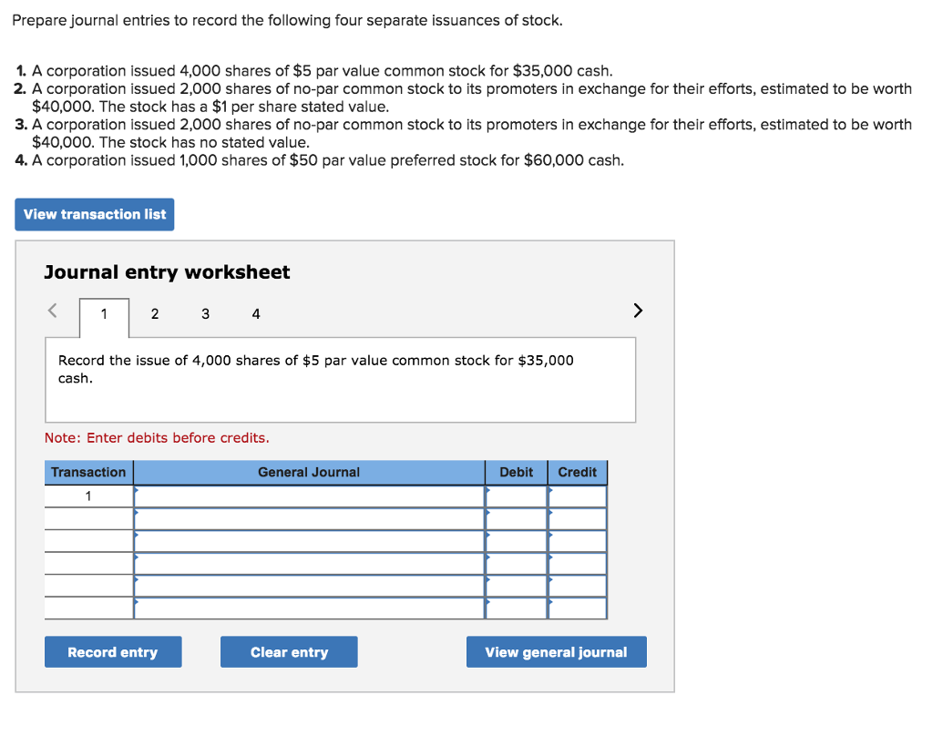 Solved Prepare journal entries to record the following four | Chegg.com