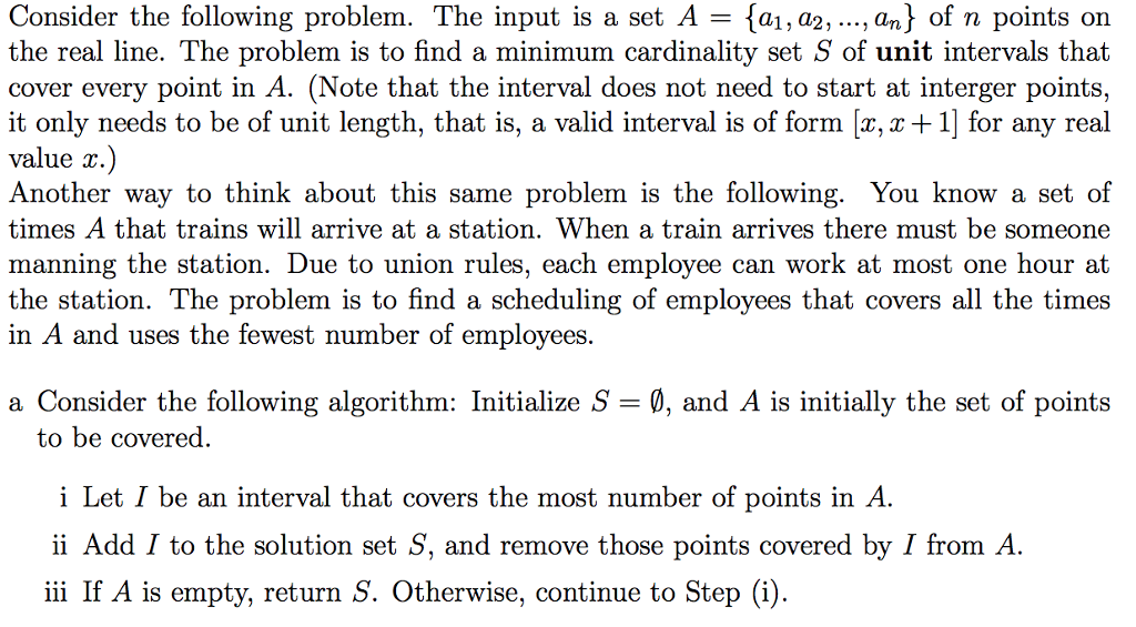 Consider the following problem. The input is a set A | Chegg.com