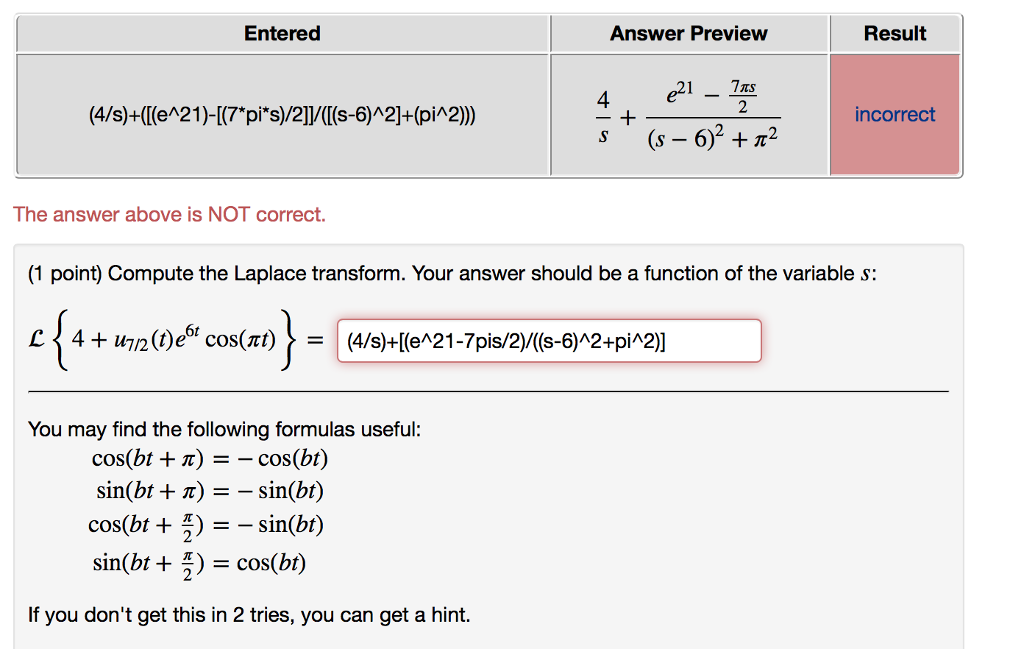 Solved Compute the Laplace transform. Your answer should be | Chegg.com