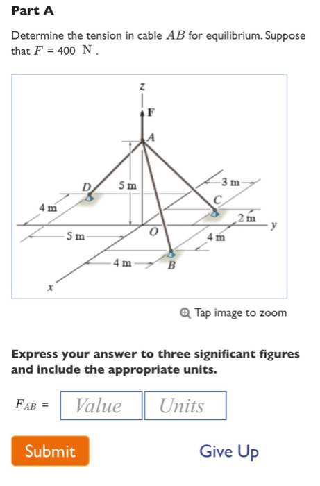 Solved Part A Determine the tension in cable AB for | Chegg.com
