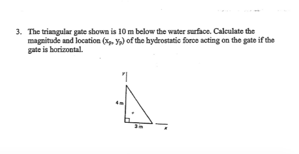 Solved The triangular gate shown is 10 m below the water | Chegg.com