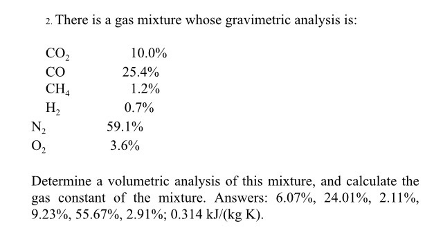 Solved There is a gas mixture whose gravimetric analysis is: | Chegg.com