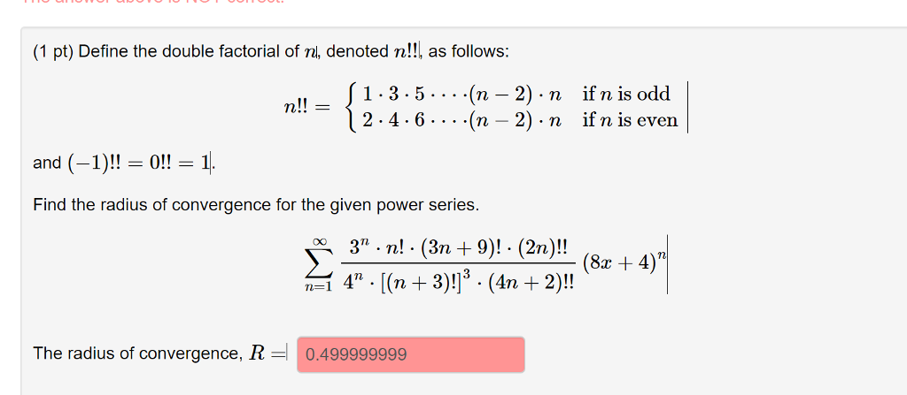 Solved Define the double factorial of n|, denoted n!!|, as | Chegg.com