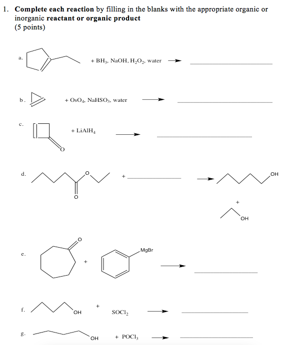 Solved Complete each reaction by filling in the blanks with | Chegg.com