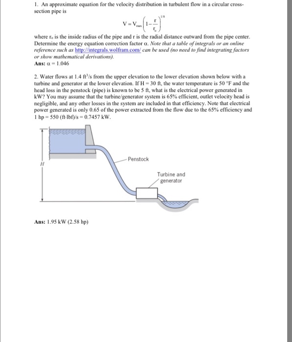 Solved An approximate equation for the velocity distribution | Chegg.com