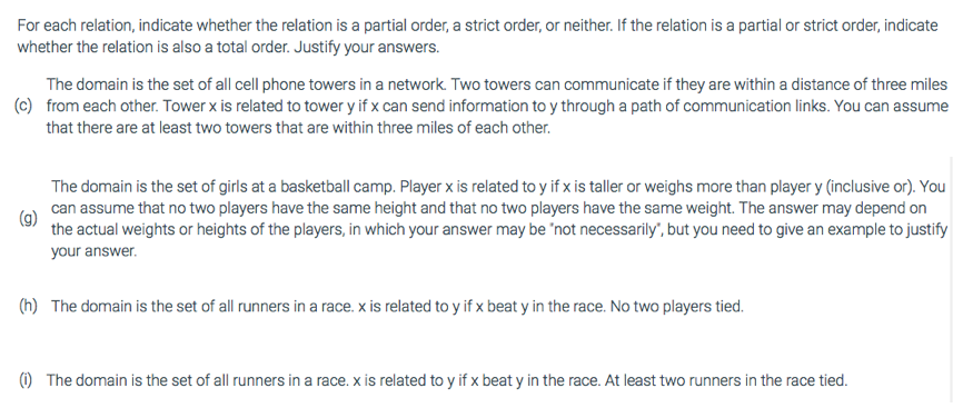 Solved For each relation, indicate whether the relation is a | Chegg.com