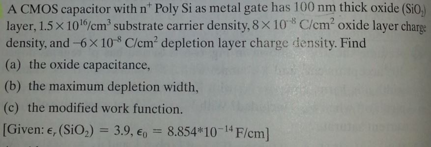Solved A CMOS capacitor with n^+ Poly Si as metal gate has | Chegg.com