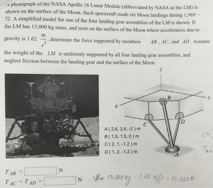 Solved A photograph of the NASA Apollo 16 Lunar Module | Chegg.com
