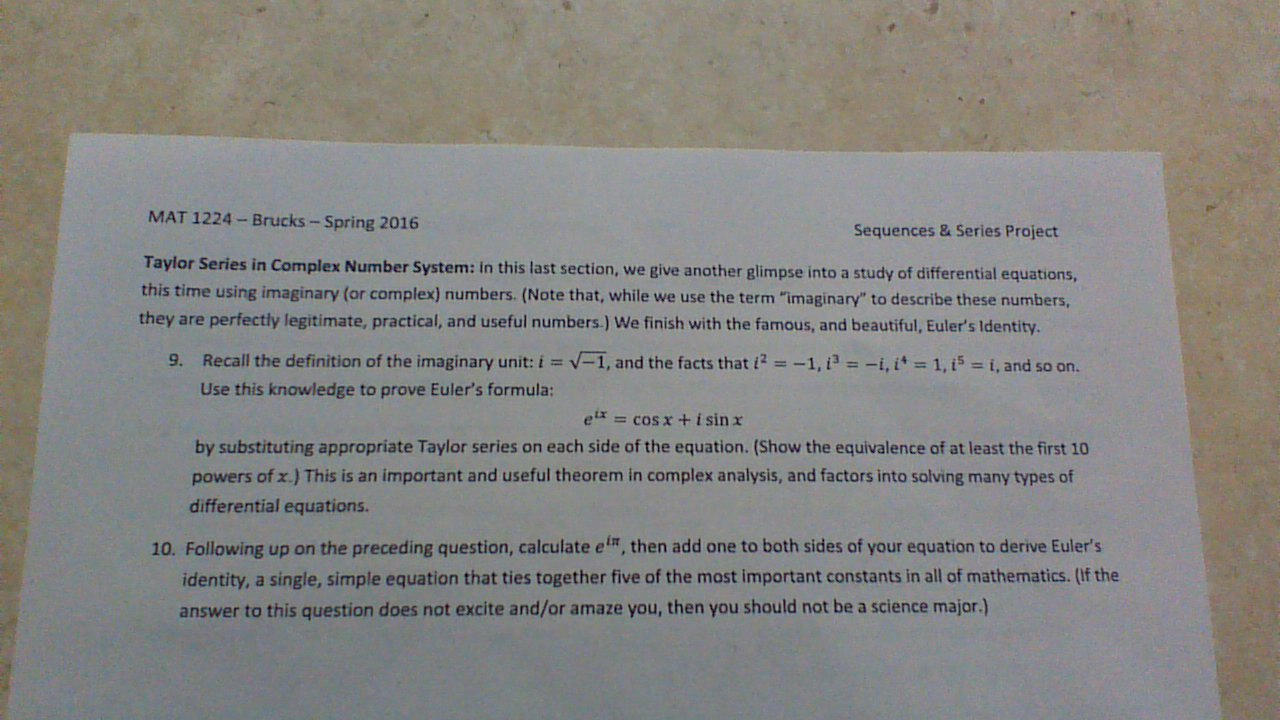Solved Taylor Series in Complex Number System: In this last | Chegg.com