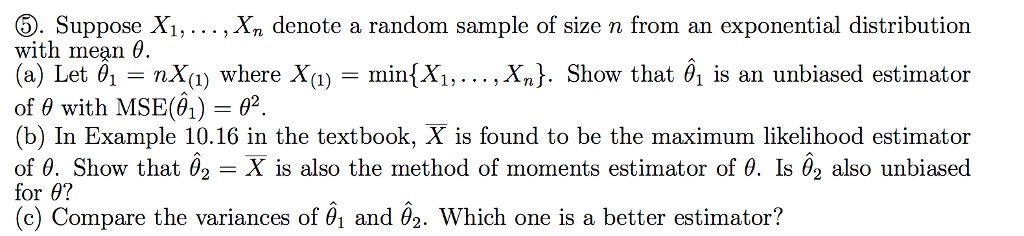 Solved ⑤. Suppose X1, , Xn denote a random sample of size n | Chegg.com