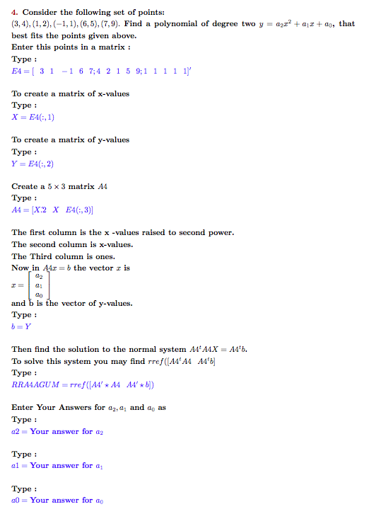 Solved 4. Consider the following set of points: (3,4), | Chegg.com