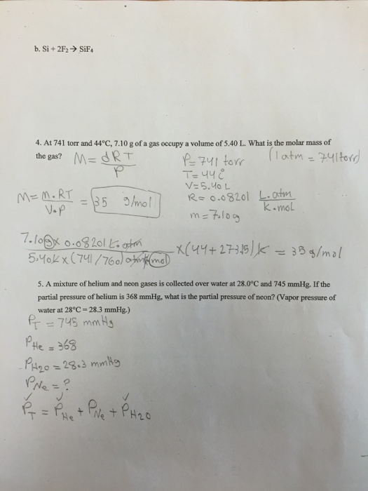 Solved At 741 Torr And 44degree C 7 10 G Of A Gas Occupy A Chegg