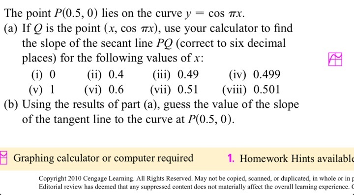 The point P (0.5, 0) lies on the curve y = cos pix. | Chegg.com