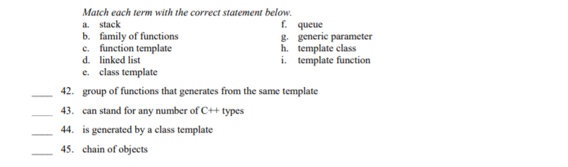 Solved Match each term with the correct statement below. a. | Chegg.com