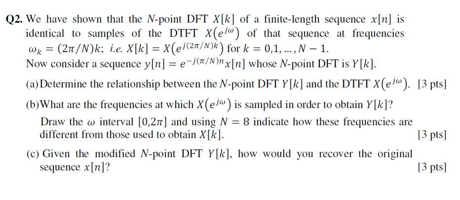 Solved We have shown that the N-point DFT X[k] of a | Chegg.com