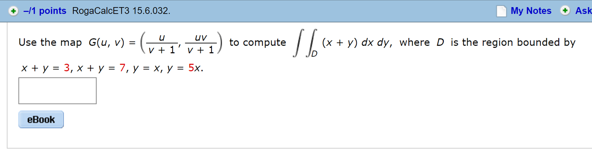 Solved Use the map G(u, v) = (u/v + 1, uv/v + 1) to compute | Chegg.com