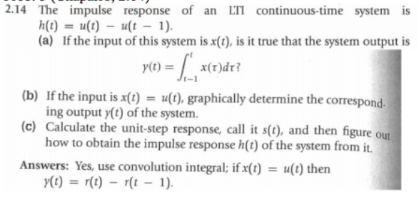 Solved 2.14 The impulse response of an LTI continuous-time | Chegg.com