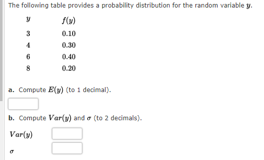 Solved The following table provides a probability | Chegg.com