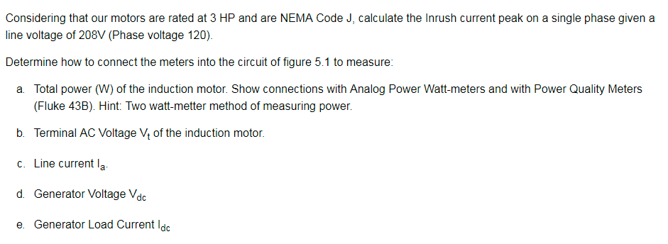 Solved nduction motors are given NEMA codes that indicate a | Chegg.com