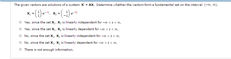 Solved The given vectors are solutions of a system x' = AX. | Chegg.com