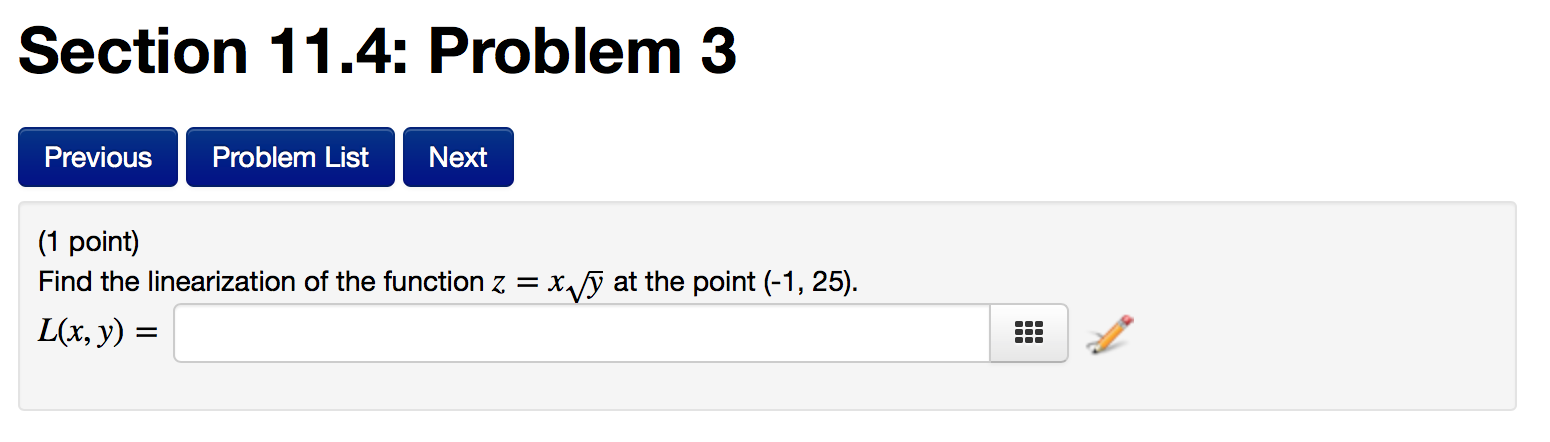 Solved 1 Point Find The Linearization Of The Function