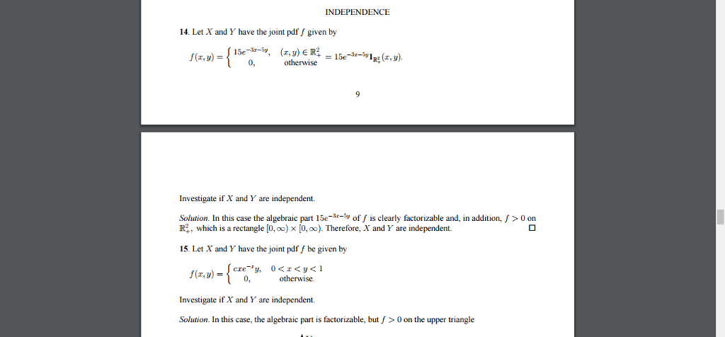 Solved NDEPENDENCE 14. Let X and Y have the joint pdf f | Chegg.com