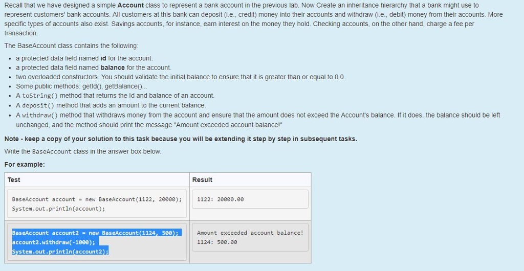 Solved Recall that we have designed a simple Account class | Chegg.com