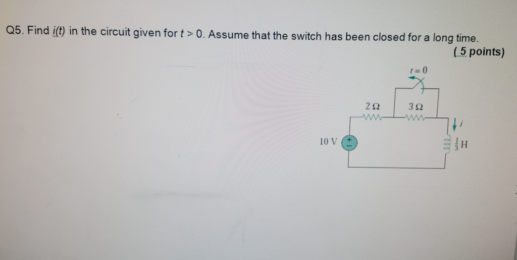 Solved Find i(t) in the circuit given for t >0. Assume that | Chegg.com