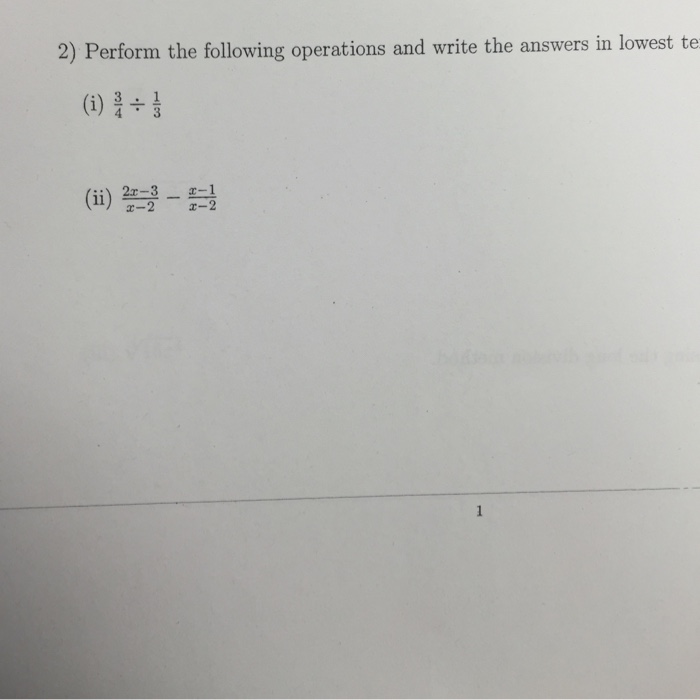 Solved Perform The Following Operations And Write The
