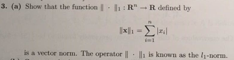 Solved Show that the function || middot ||_1: R^n rightarrow | Chegg.com