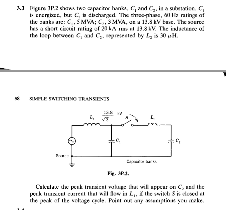 Solved 3.3 Figure 3P.2 shows two capacitor banks, C and C, | Chegg.com