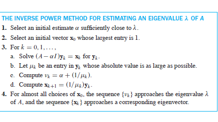 Solved THE INVERSE POWER METHOD FOR ESTIMATING AN EIGENVALUE | Chegg.com