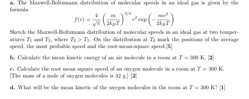Solved The Maxwell-Boltzmann distribution of molecular | Chegg.com