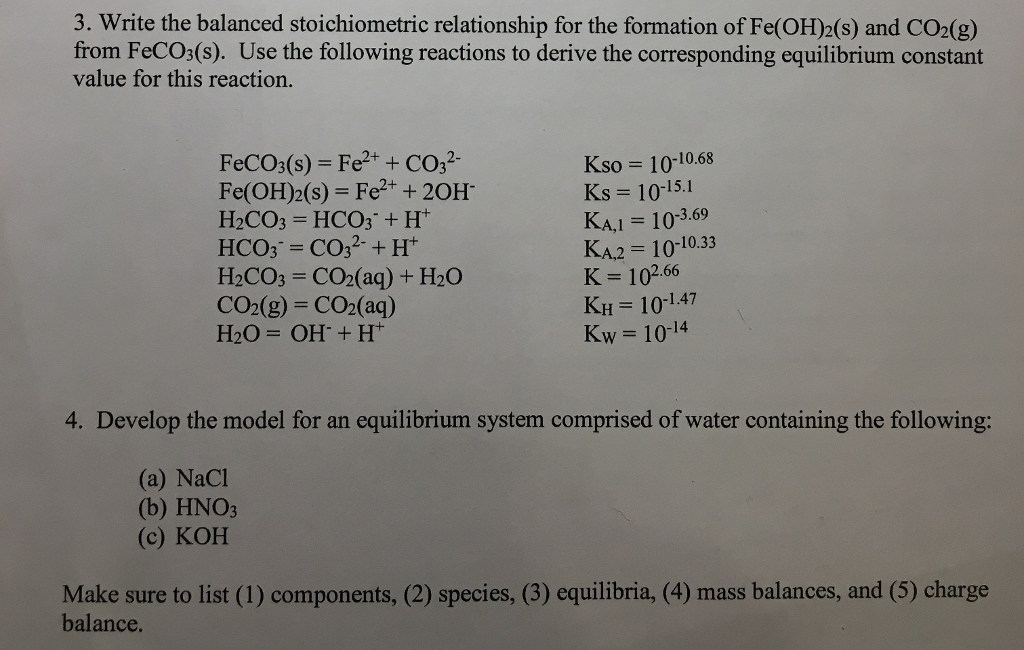 Solved Write the balanced stoichiometric relationship for | Chegg.com