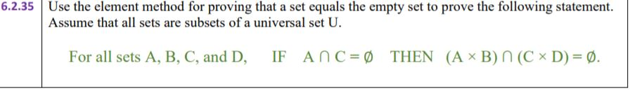Solved 6.2.35 Use the element method for proving that a set | Chegg.com