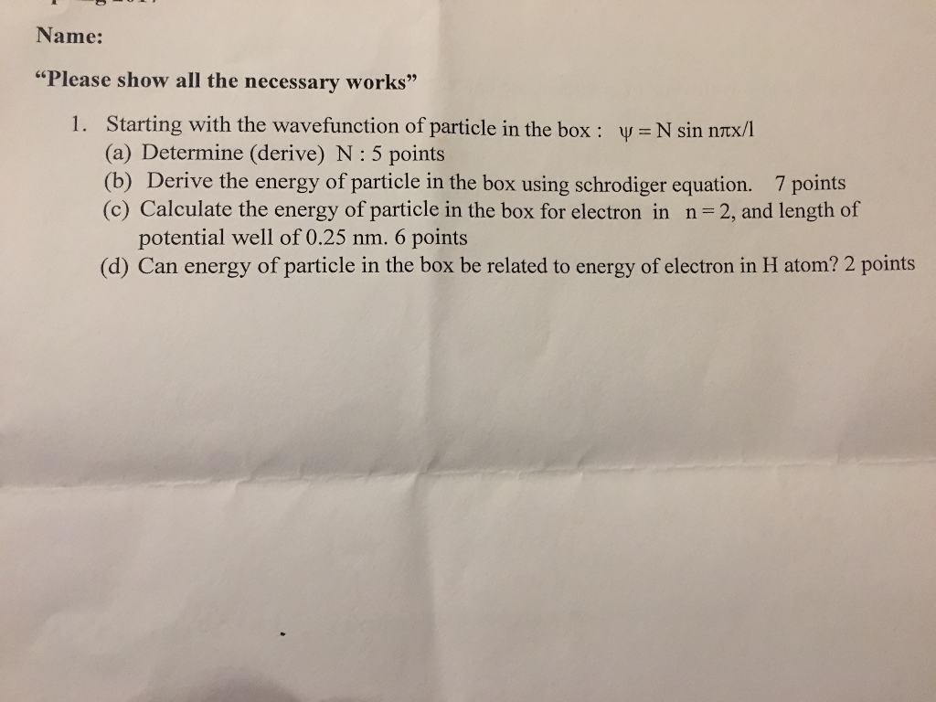 Solved Name: "Please show all the necessary works" Starting | Chegg.com