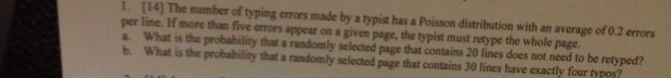 Solved The number of typing errors made by a typist has a | Chegg.com
