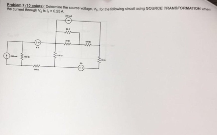 Solved Determine the source voltage, V_s, for the following | Chegg.com