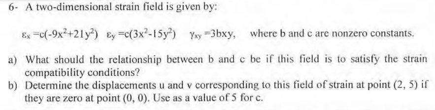 Solved A two-dimensional strain field is given by: | Chegg.com