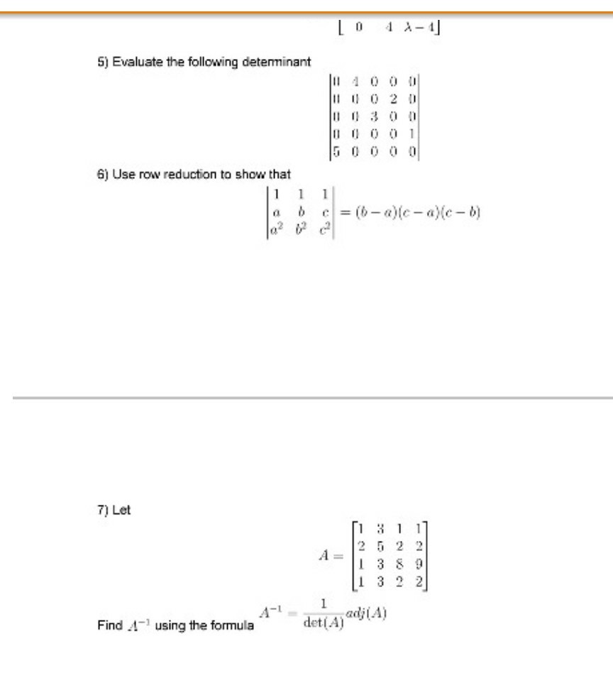Solved 10 4A-1」 S) Evaluate the following detenminant I 1 0 | Chegg.com
