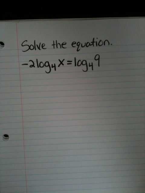 Solved Solve the equation -2 log 4 x = log 4 9 | Chegg.com