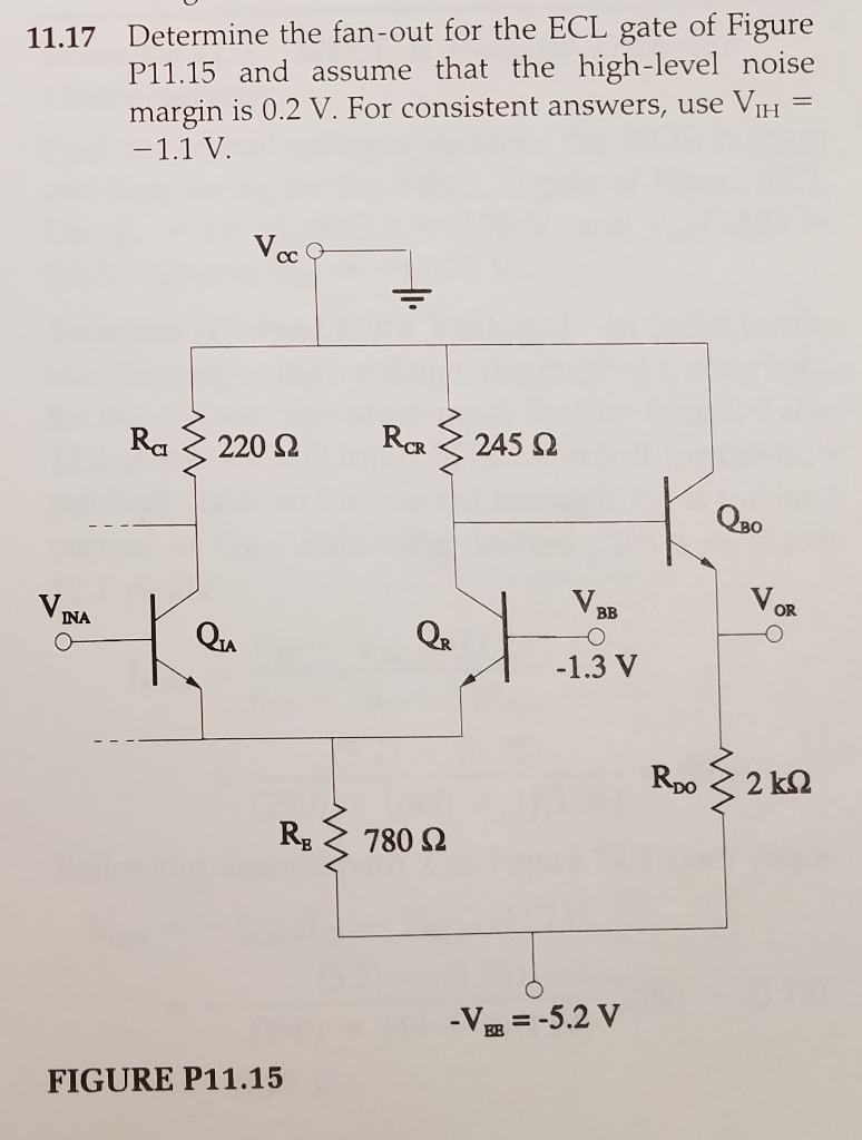Solved Determine the fan-out for the ECL gate of Figure | Chegg.com