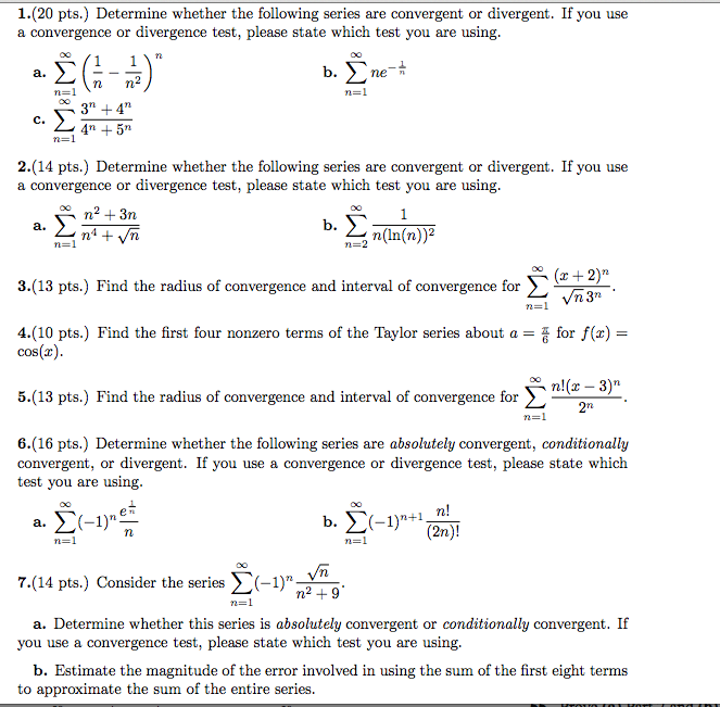 Solved Determine whether the following series are convergent | Chegg.com