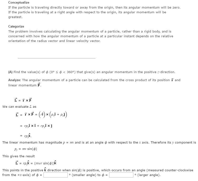Solved Vector Direction of Angular Momentum Use the sliders | Chegg.com