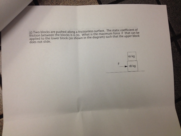 Solved Two blocks are pushed along a frictionless surface. | Chegg.com