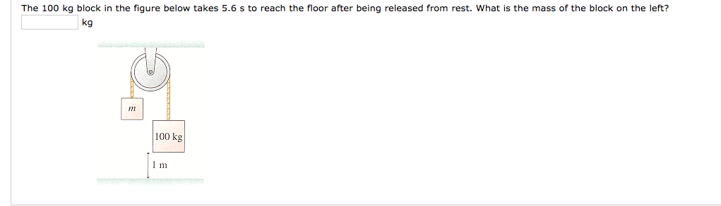 Solved The 100 kg block in the figure below takes 5.6 s to | Chegg.com