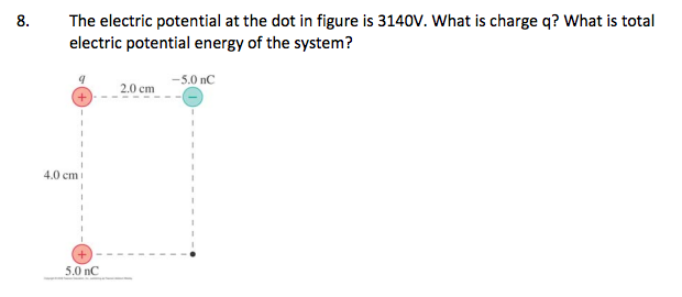 Solved 8. The electric potential at the dot in figure is | Chegg.com
