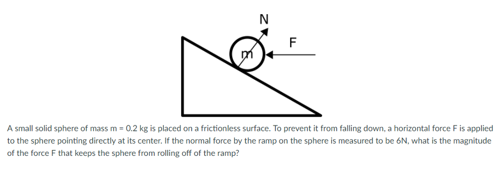 Solved A small solid sphere of mass m = 0.2 kg is placed on | Chegg.com